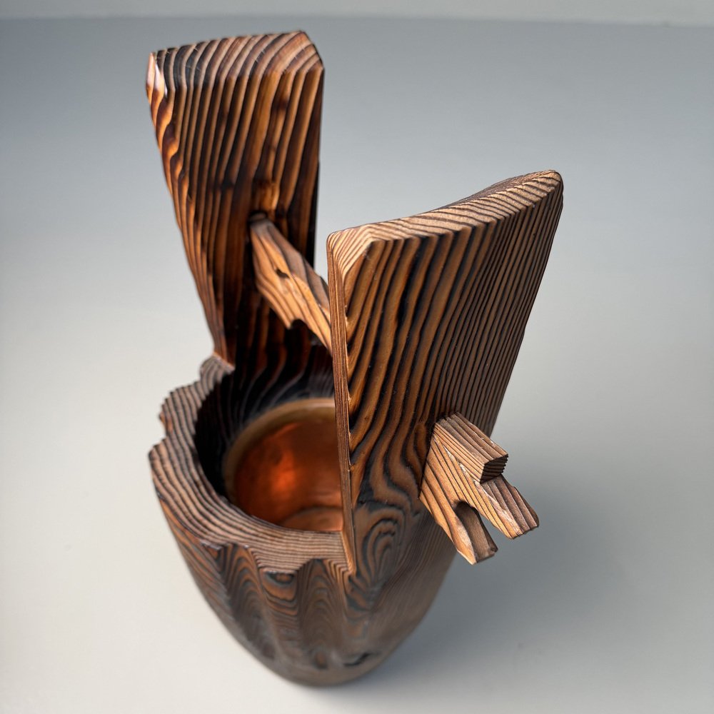 Vaso Sugi Ikebana in legno, Giappone, anni '60 in vendita su Pamono