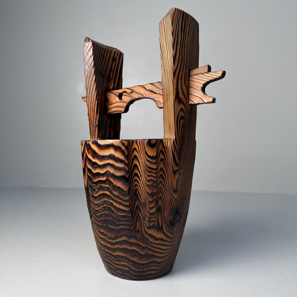 Vaso Sugi Ikebana in legno, Giappone, anni '60 in vendita su Pamono