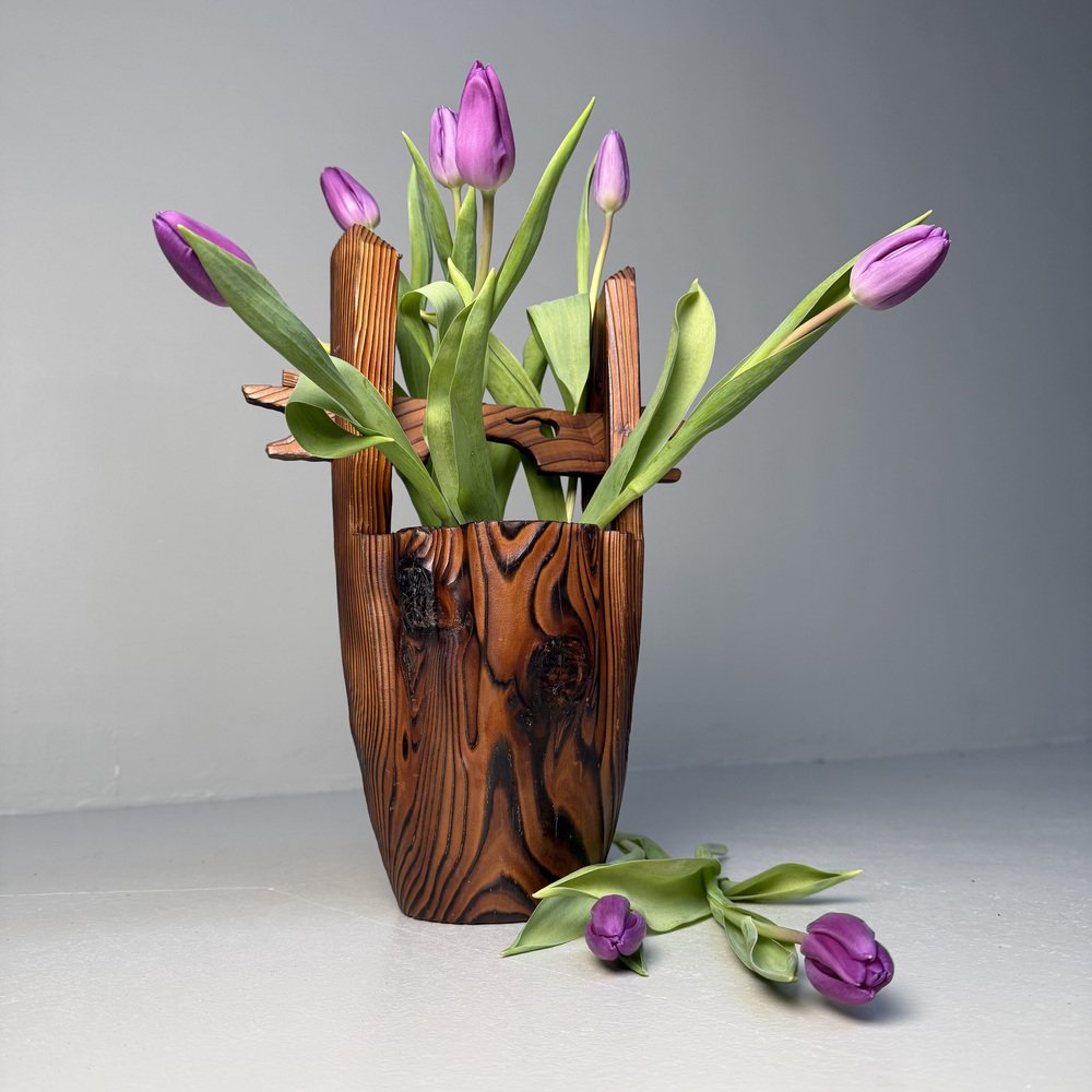 Vaso Sugi Ikebana in legno, Giappone, anni '60 in vendita su Pamono