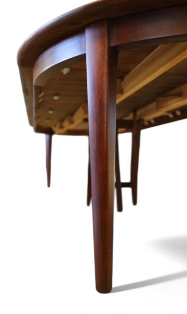 Veneered Teak Dining Table with Extension Leaves by Henning Kjærnulf for Sorø Stolefabrik ...