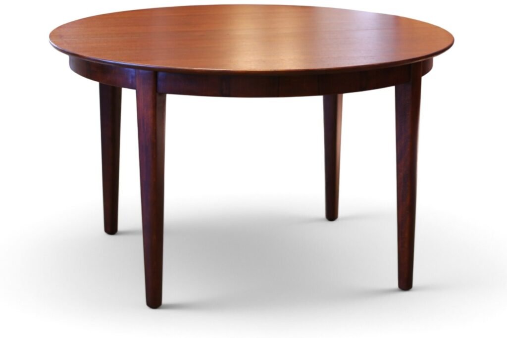 Veneered Teak Dining Table with Extension Leaves by Henning Kjærnulf for Sorø Stolefabrik ...