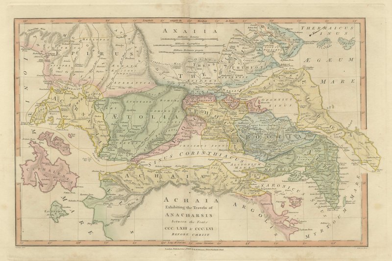 Antique Achaia Map of Anacharsis Travels in Classical Greece from ...