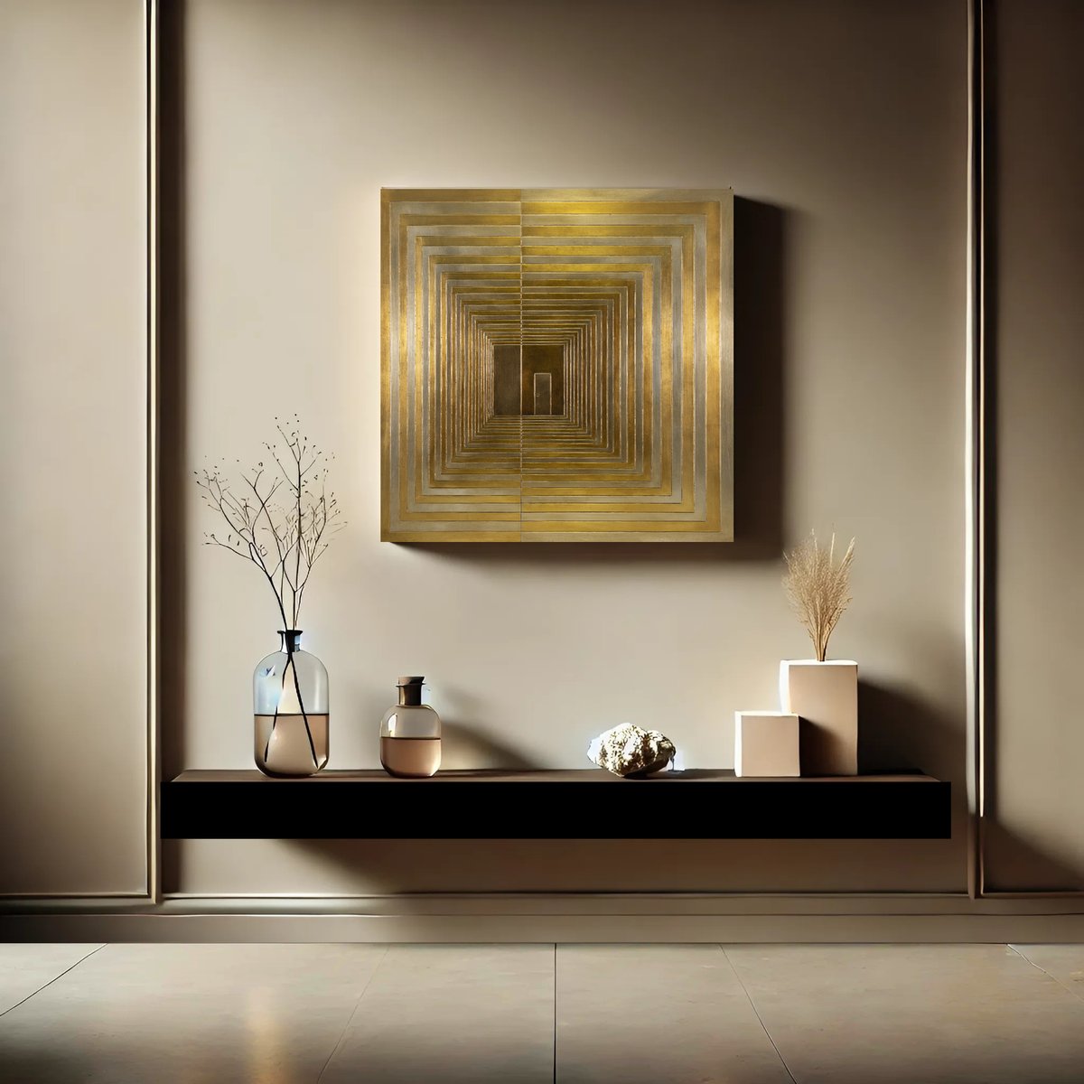 Giuseppe Caiafa, Steps Optical Panel, 2025, Carved Wood with Gold and ...