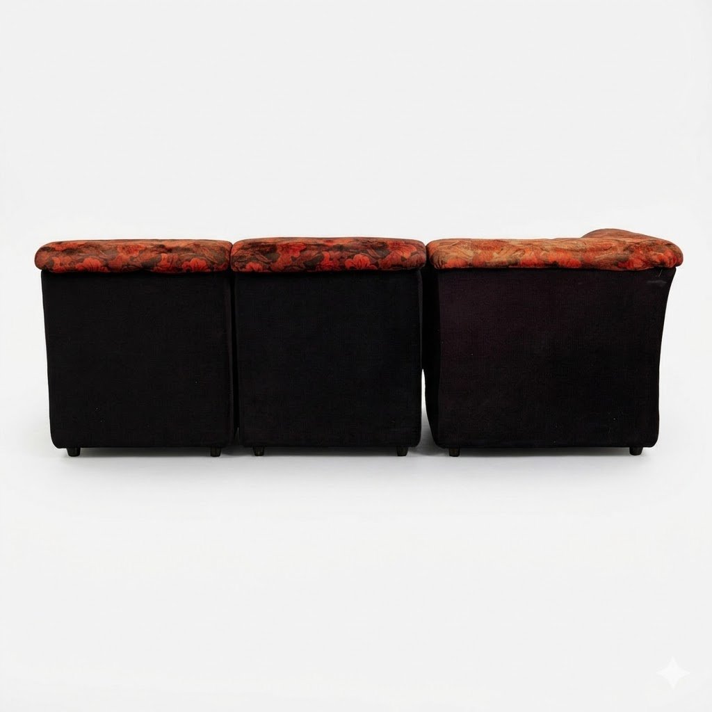 Modular Sofa Set in Velour Upholstery, 1970s, Set of 7 for sale at Pamono