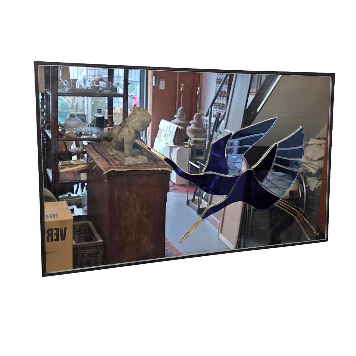 Vintage Mirror with Birds, 1980s for sale at Pamono