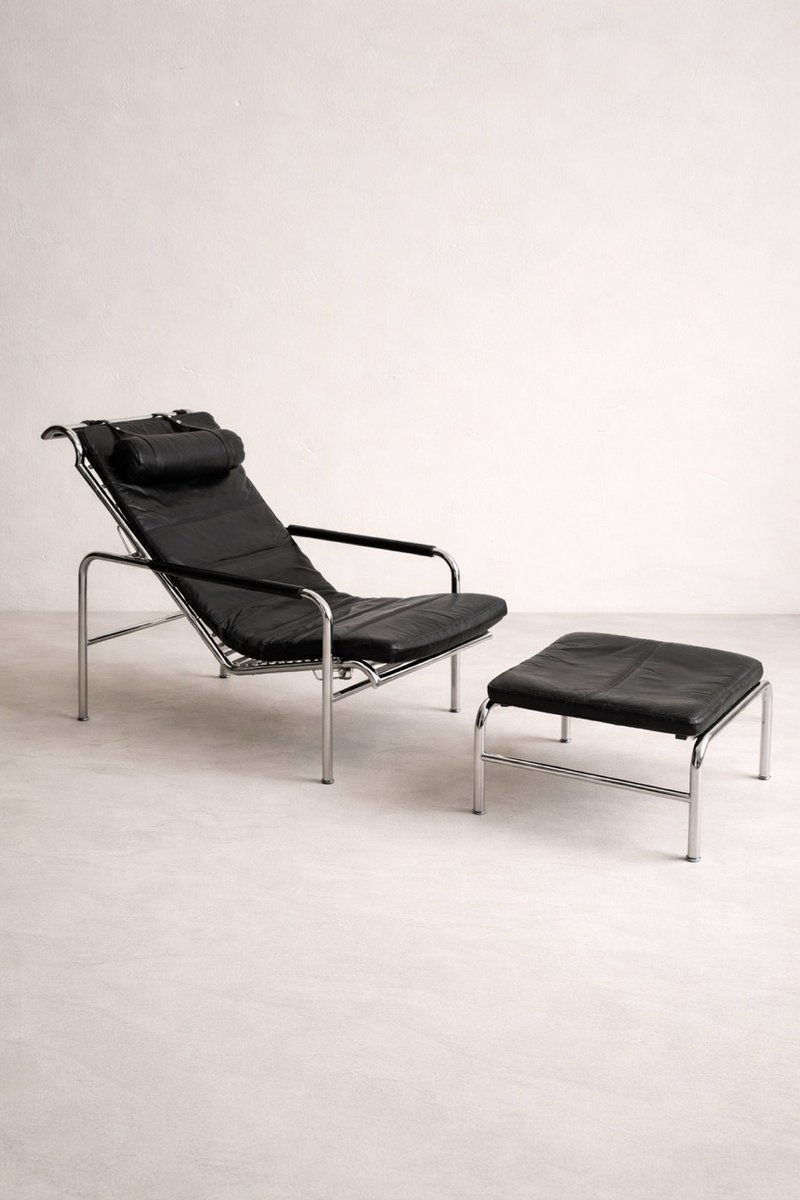 Genni Chair in Leather and Chrome by Gabriele Mucchi for Zanotta, 1970s ...