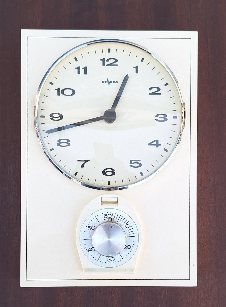Mid-Century German Wall Clock with Integrated Egg Timer from Deweta ...