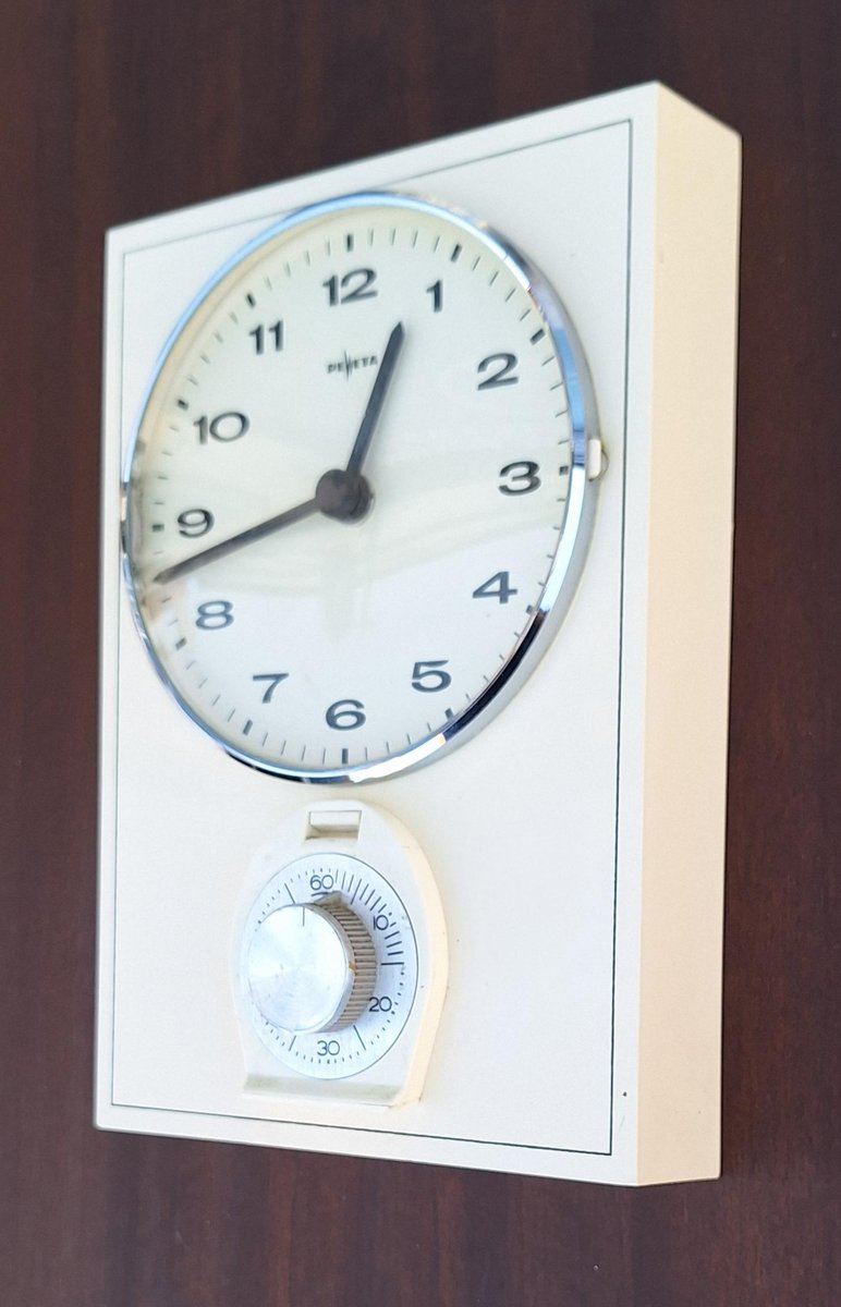 Mid-Century German Wall Clock with Integrated Egg Timer from Deweta ...