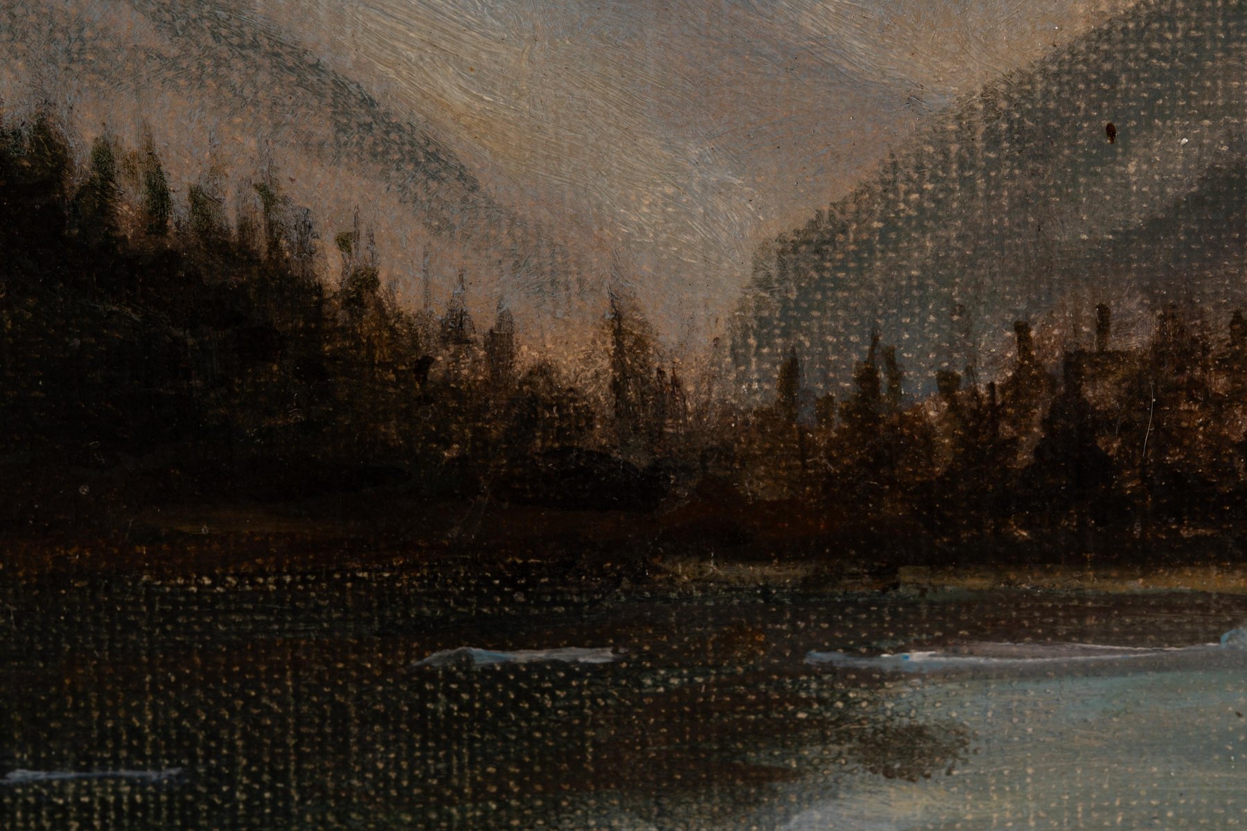 Louis Gianoli, Lago di montagna con picco innevato, 1890-1910, Olio su ...