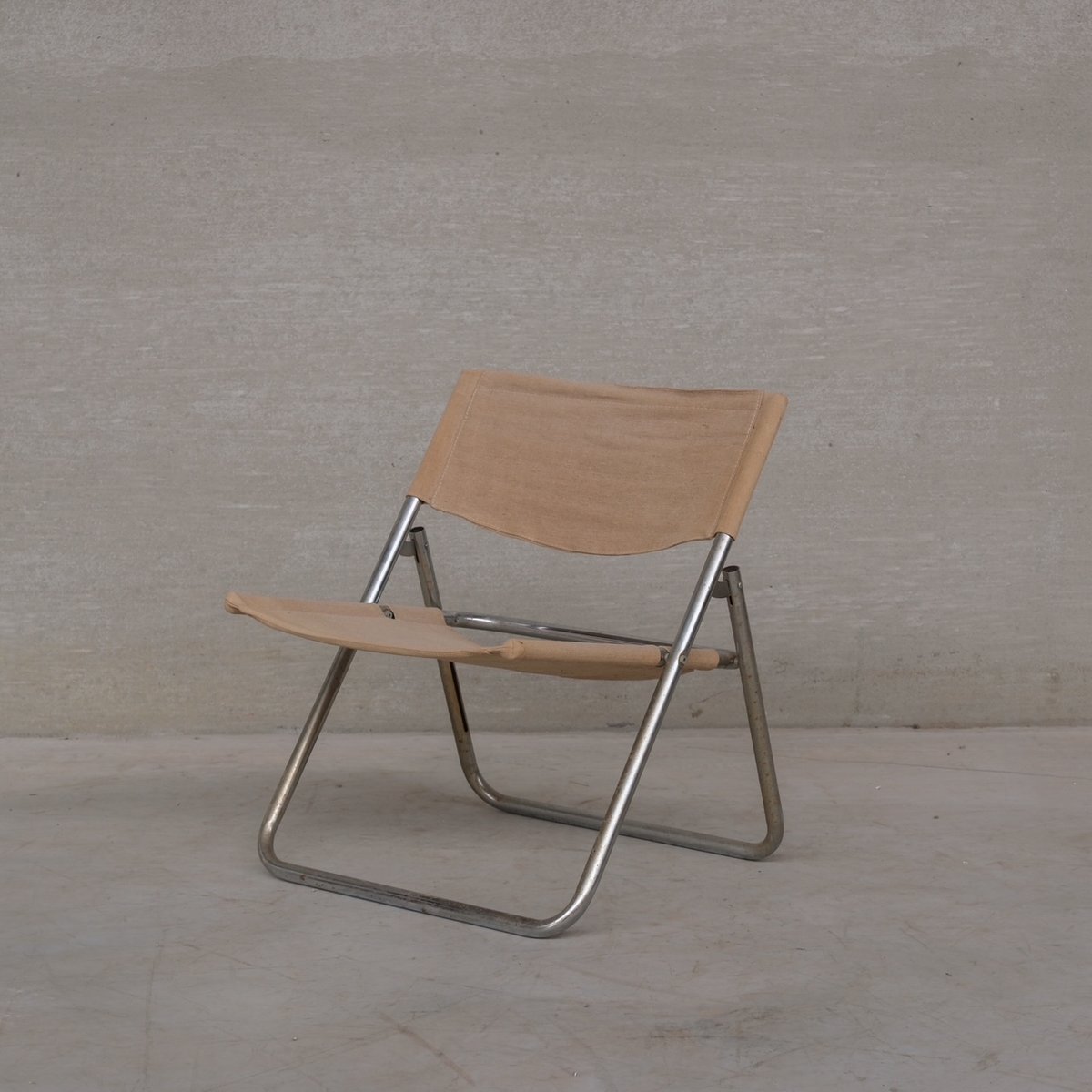 Mid-Century Linen and Chrome Cox Folding Chair from Niels Gammelgaard ...