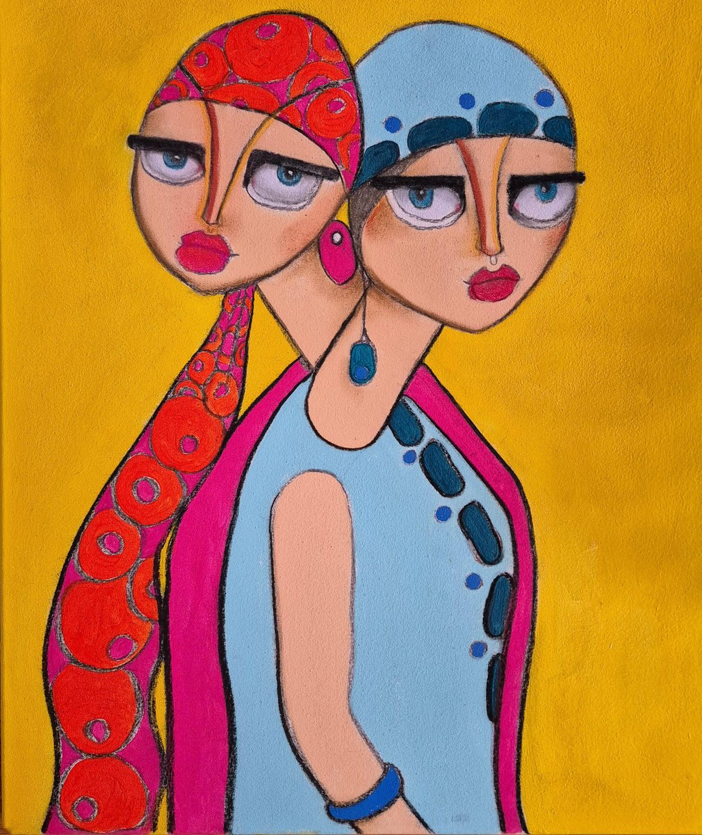 Sam Millington, Margo and Maria, Mixed Media Painting, 2024 for sale at ...