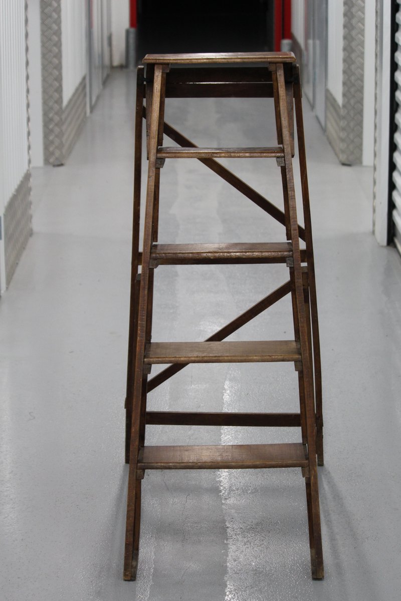 Wooden Foldable Library Stairs, 1950s for sale at Pamono
