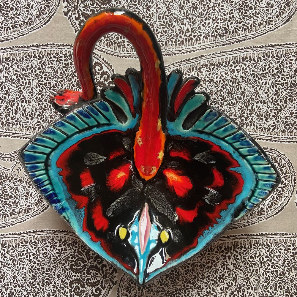 French Majolica Vallauris Manta Ray Dish Platter, 1960 for sale at Pamono