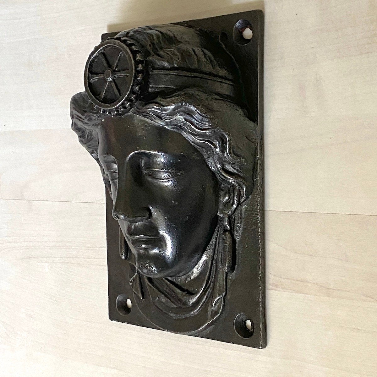 Cast Iron Greek Goddess Icon Wall Sculpture, 1800s for sale at Pamono