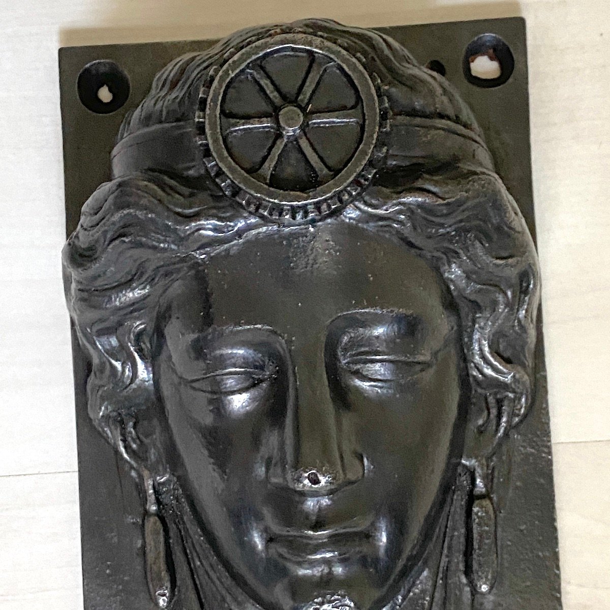 Cast Iron Greek Goddess Icon Wall Sculpture, 1800s for sale at Pamono