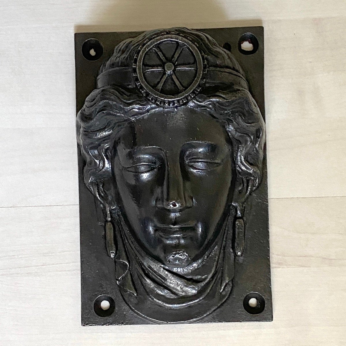 Cast Iron Greek Goddess Icon Wall Sculpture, 1800s for sale at Pamono
