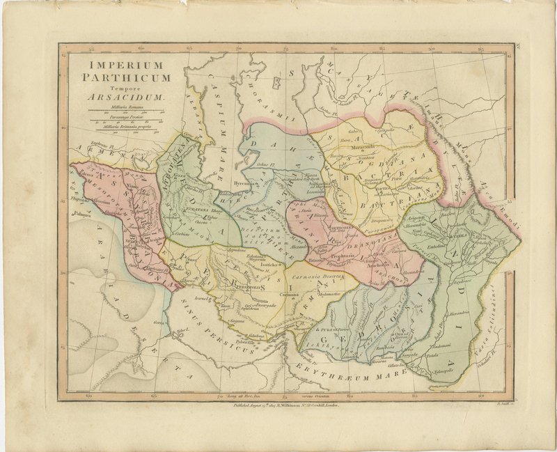 Parthian Empire Map of Arsacid Middle East and Bactria from Wilkinson ...