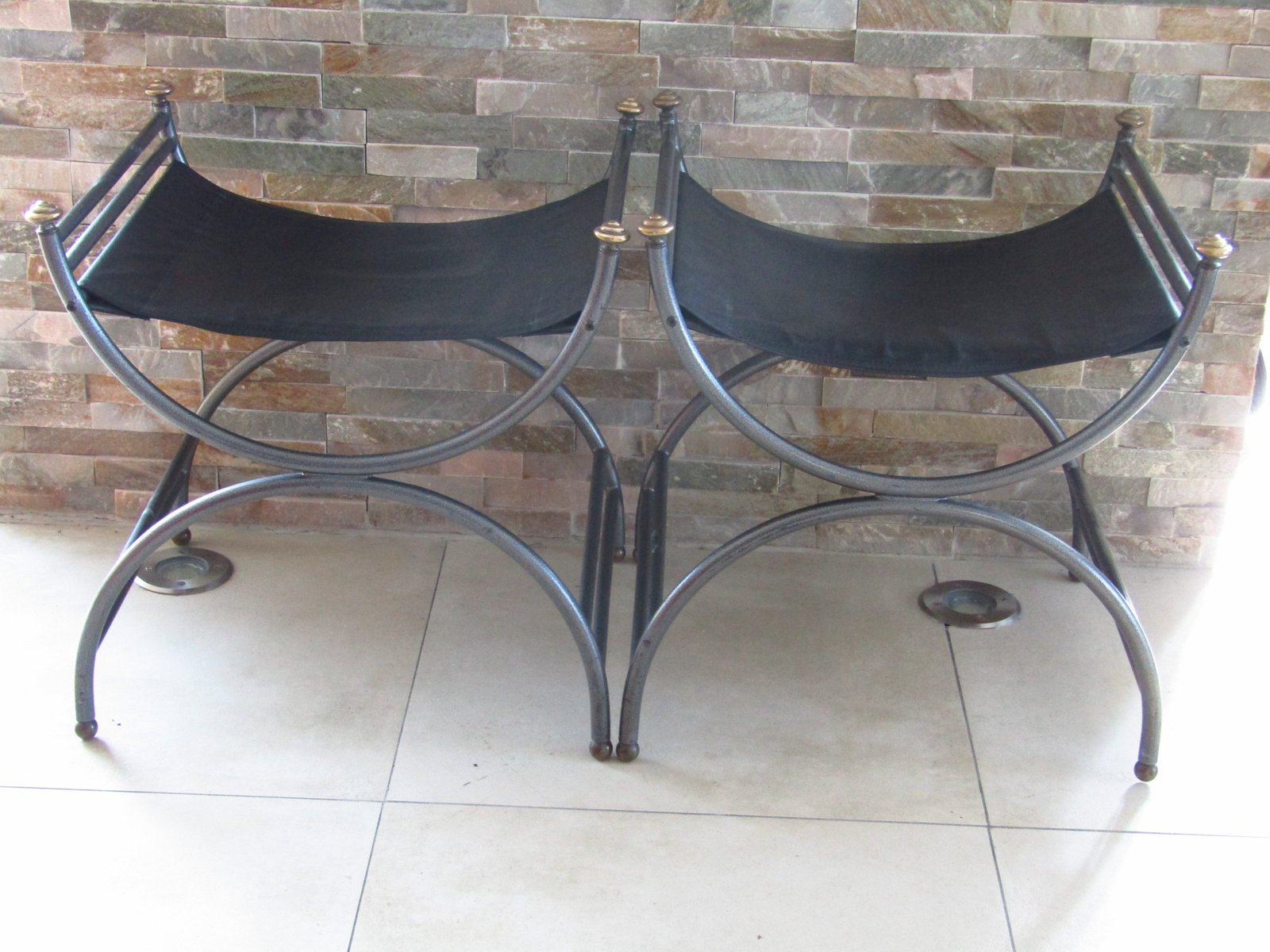Mid-Century Empire Style Italian Stools, 1968, Set of 2 for sale at Pamono