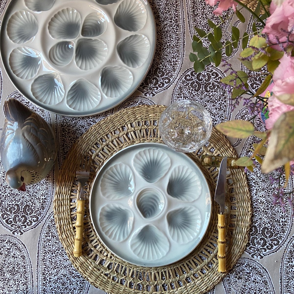 Vintage French Majolica Oyster Plates from Orchies Moulin des Loups ...