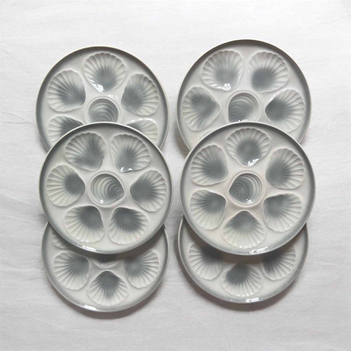 Vintage French Majolica Oyster Plates from Orchies Moulin des Loups ...