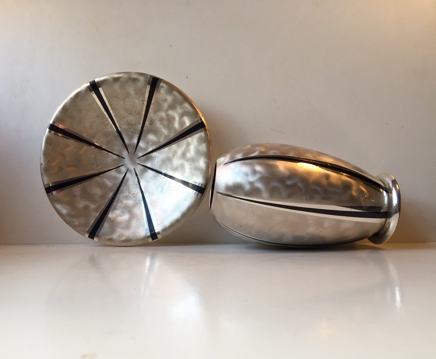 Versilberte Art Deco Ikora Vase und Schale von WMF, 1930er, 2er Set bei ...