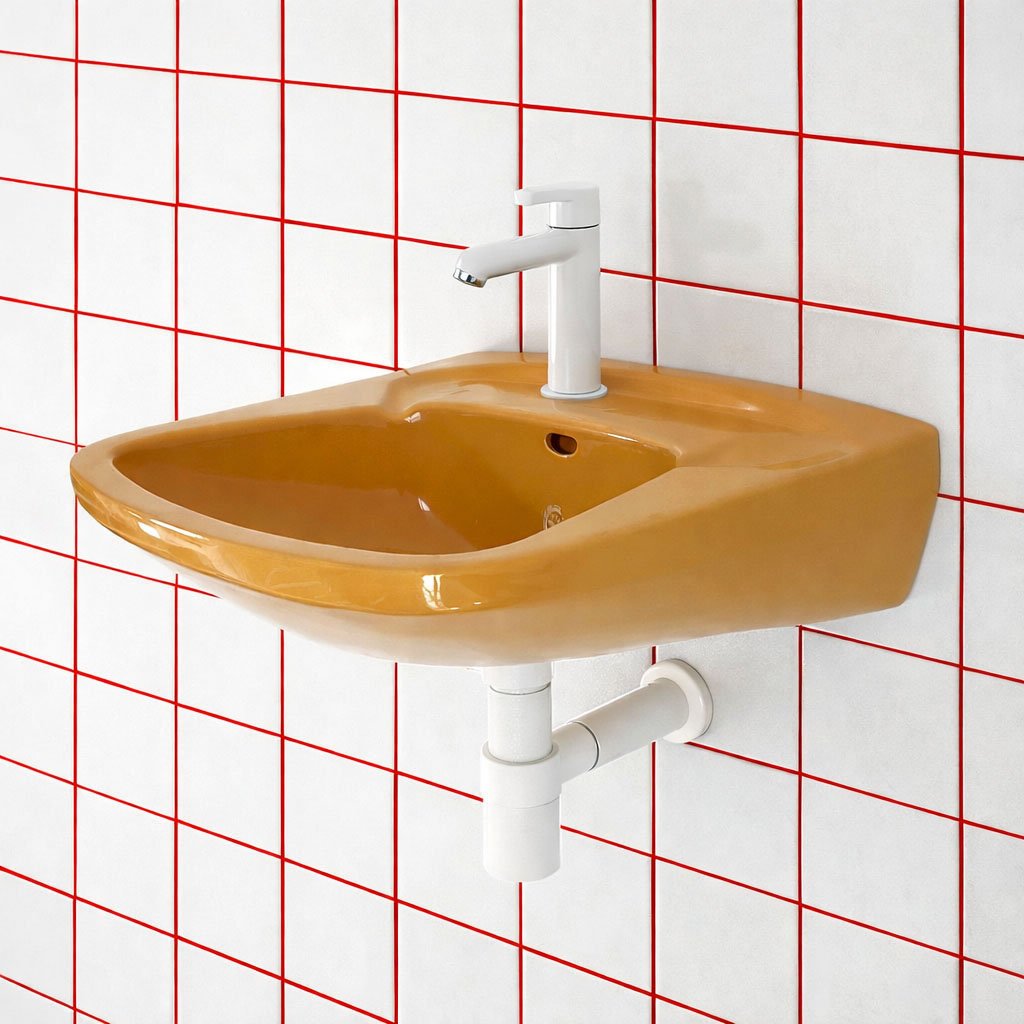 Vintage Round Mustard Sink from Keramag Keravit, 1980s for sale at Pamono