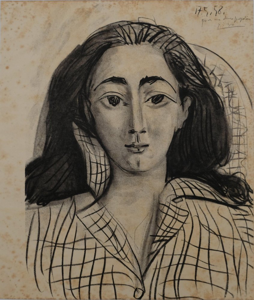 Pablo Picasso, Porträt von Jacqueline, Lithographie bei Pamono kaufen