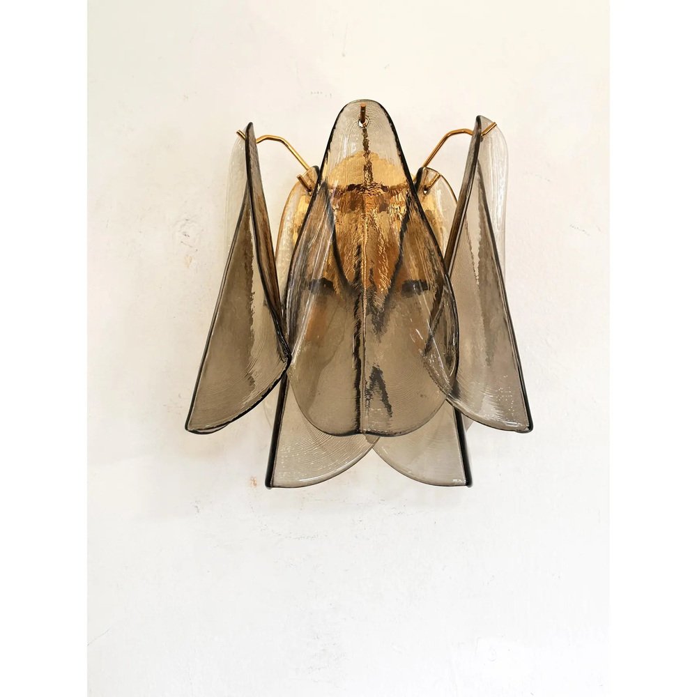Modern Art Glass Rondini Wall Sconces in Smoked Fumè Murano Style by ...