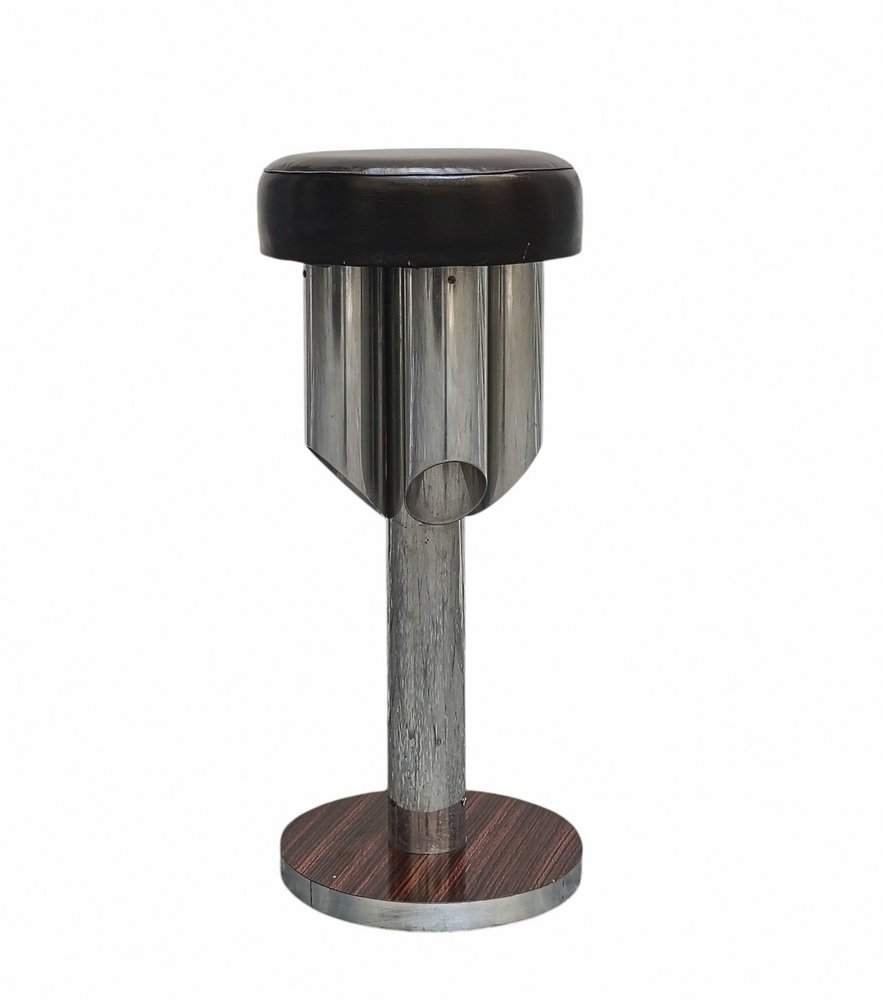 Tall Chrome and Leather Bar Stool, Italy, 1970s for sale at Pamono
