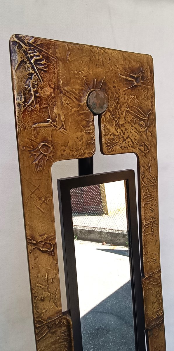Bronze Mirror with Self-Supporting Structure, 1970s for sale at Pamono
