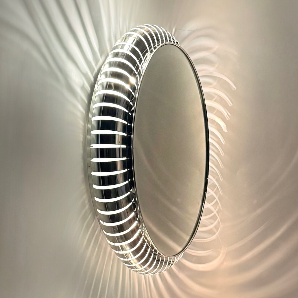 Space Age Chrome Mirror with Integrated Lighting, Italy, 1970s for sale ...