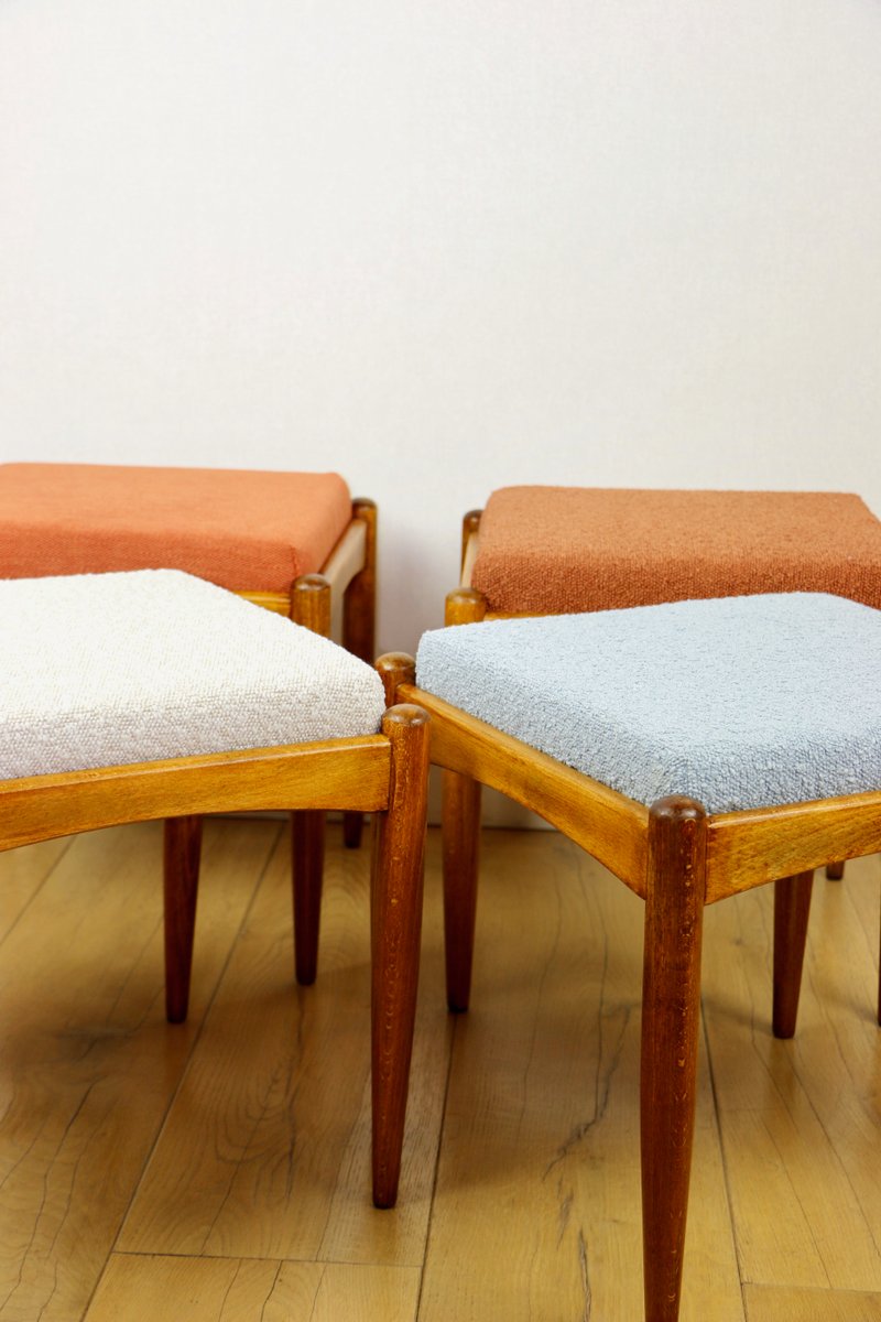 Stool with Orange Brick Boucle Seat by Edmund Homa, 1970s for sale at ...