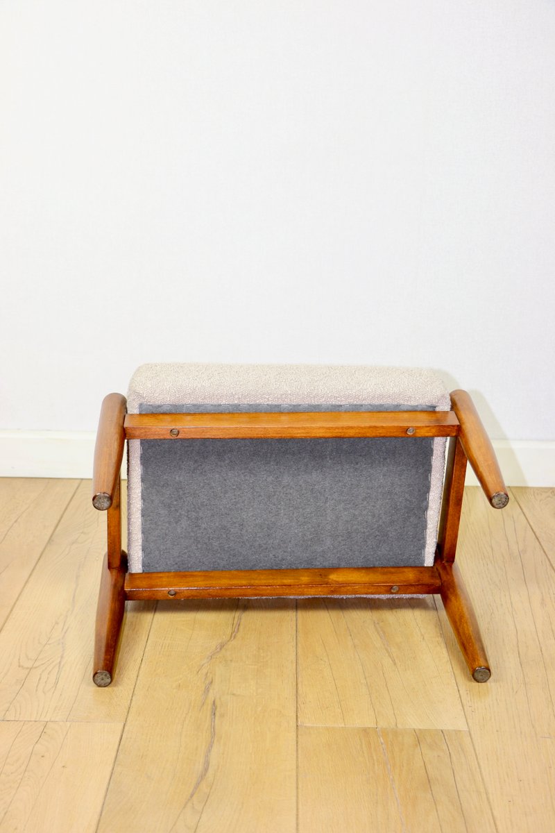 Stool with Beige Boucle Seat and Dark Legs by Edmund Homa, 1970s for ...