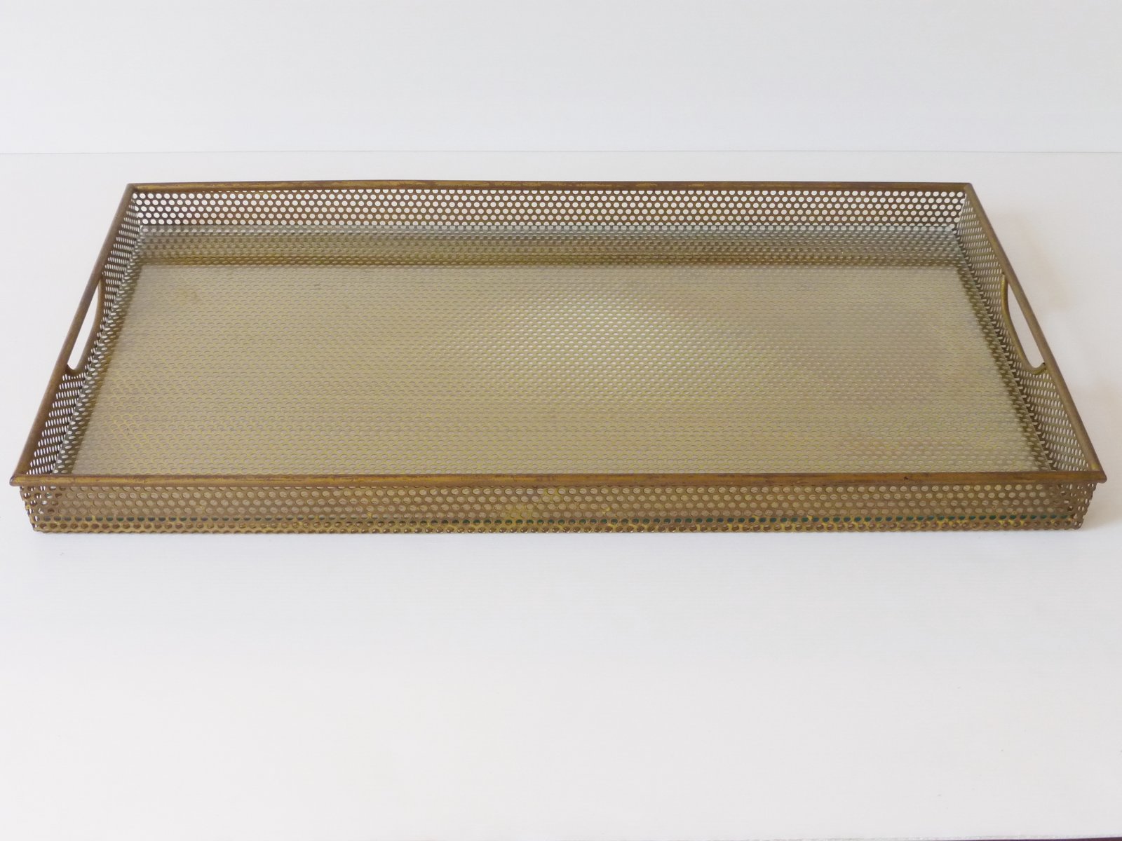 Plateau Mid-Century en Acier Perforé et Verre, France, 1950s en vente ...