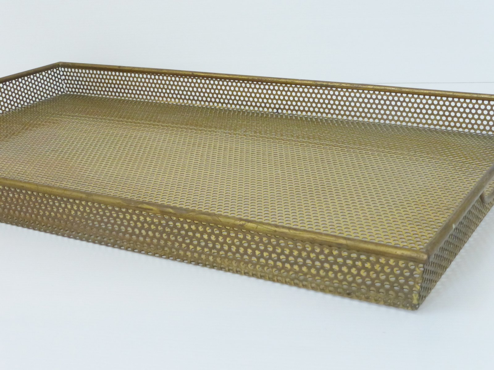 Plateau Mid-Century en Acier Perforé et Verre, France, 1950s en vente ...