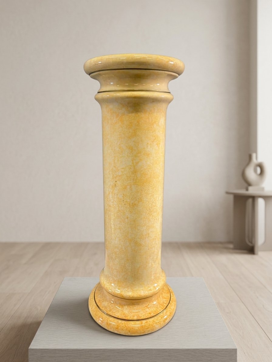 Columna pedestal vintage de cerámica esmaltada en ónix jaspeado y ...