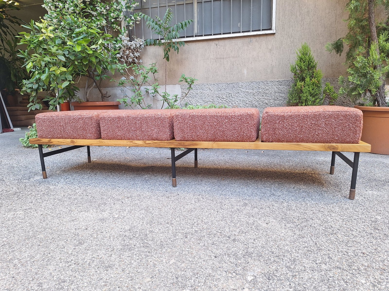 Large Francesco Giuseppe Series Bench with Brick Bouclé Seat by Luigi ...