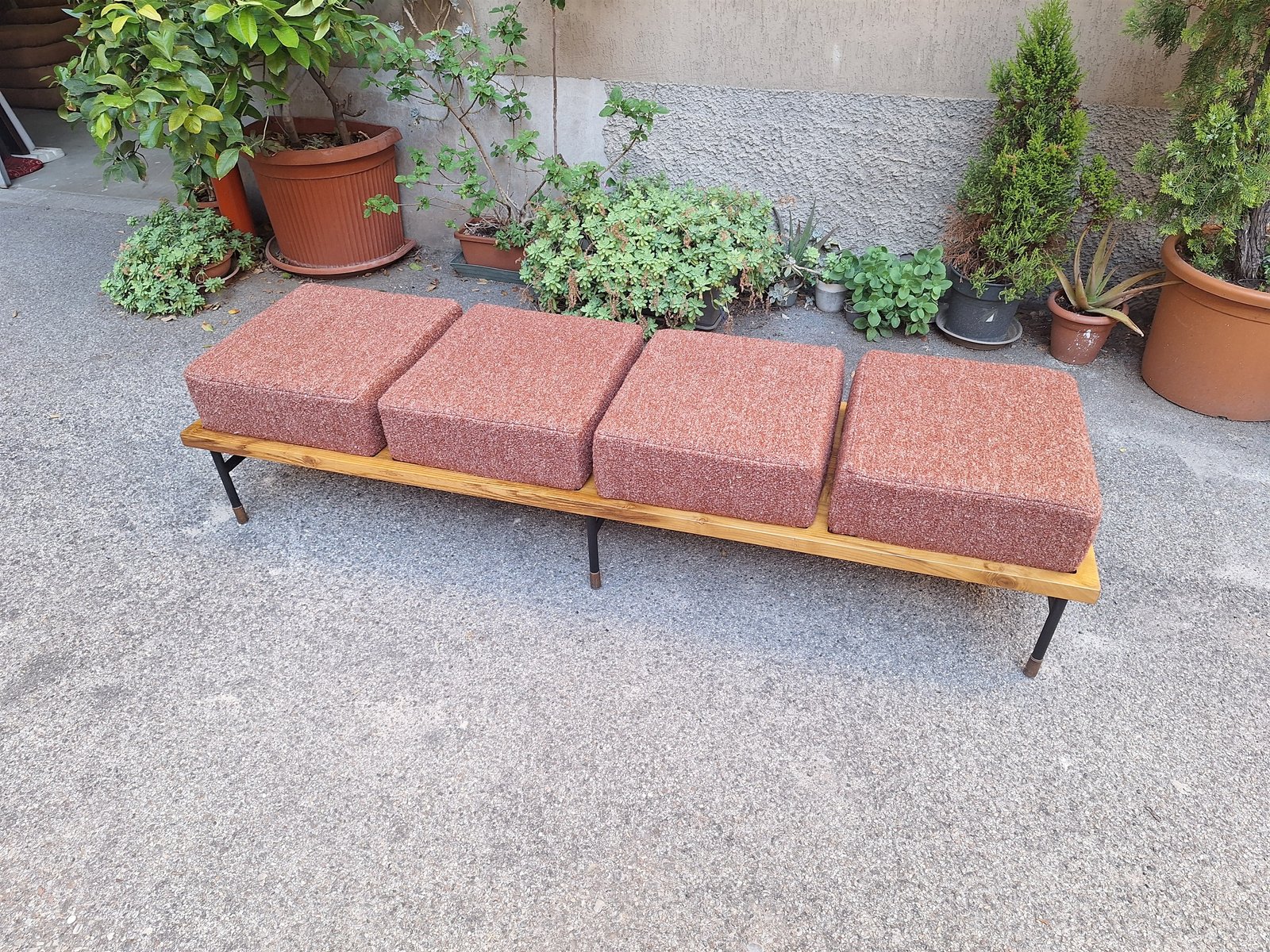 Large Francesco Giuseppe Series Bench with Brick Bouclé Seat by Luigi ...