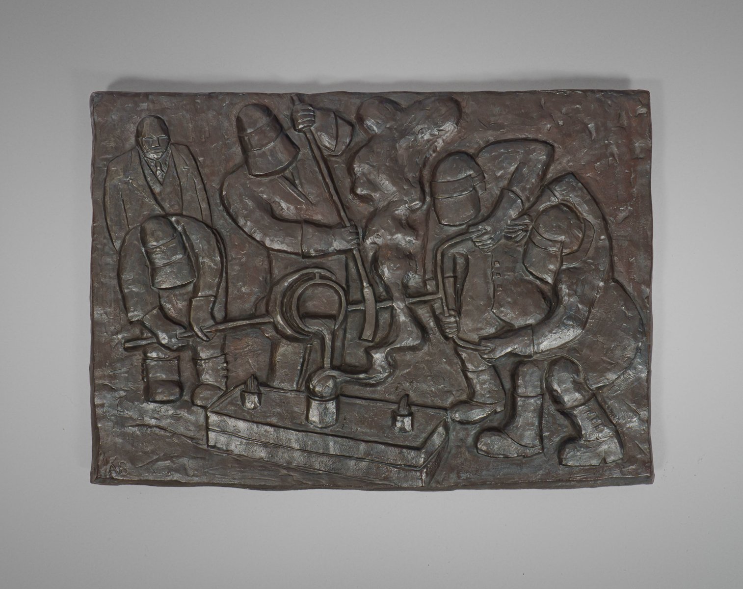 Large Foundrymen Cast Iron Industrial Brutalist Art Plaque by Anna ...