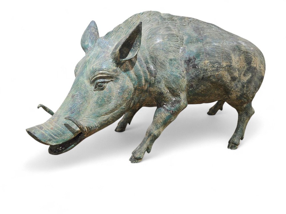 Italian Bronze Warthog Sculptures with Green Patina, 1950s, Set of 2 ...