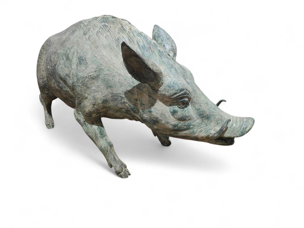 Italian Bronze Warthog Sculptures with Green Patina, 1950s, Set of 2 ...