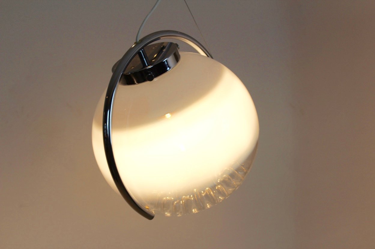 Frosted Glass Moon Pendant Light from Mazzega, 1970s for sale at Pamono