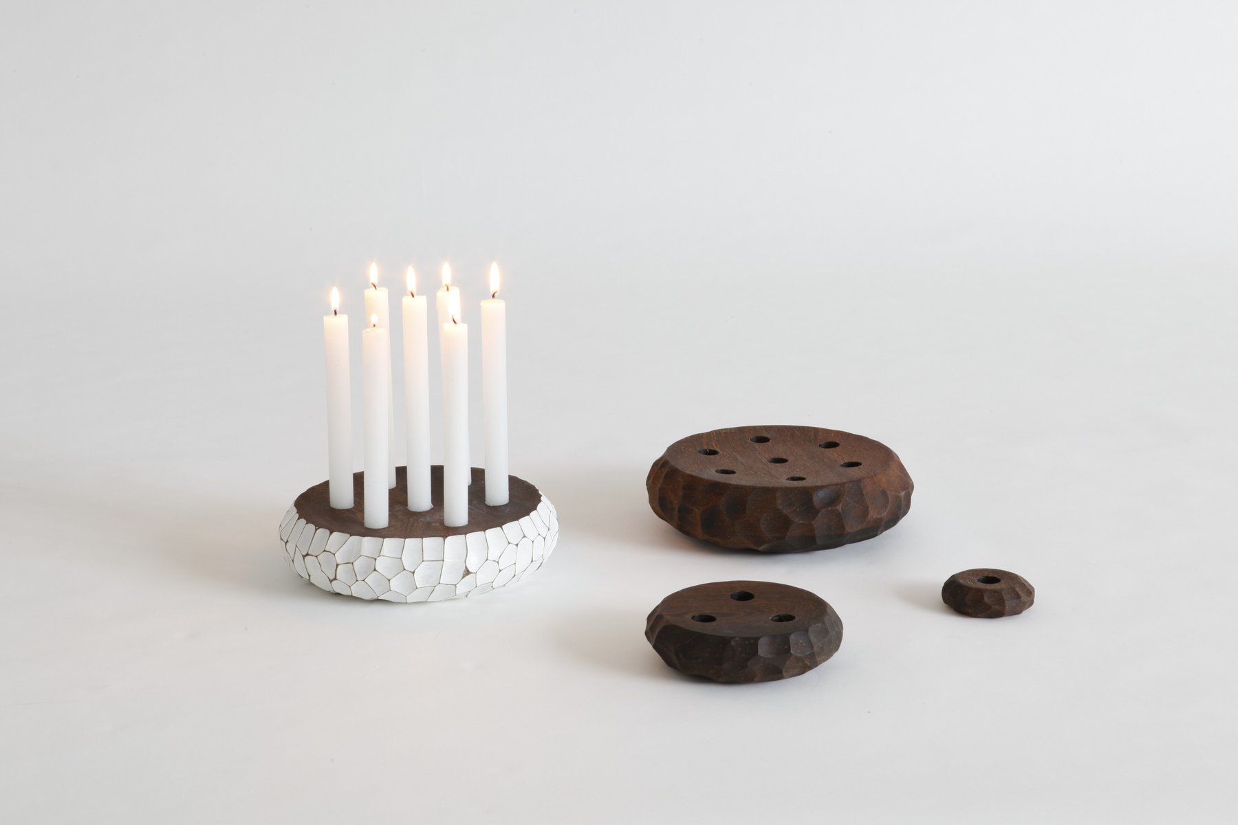Seri Candle Holder with Painted Trim for 7 Candles by Garth Roberts for ...