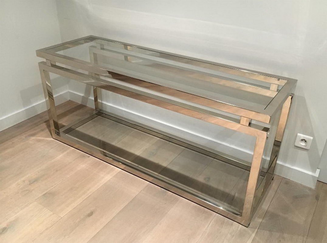 Large Modern Chrome Console Table, 1970s for sale at Pamono