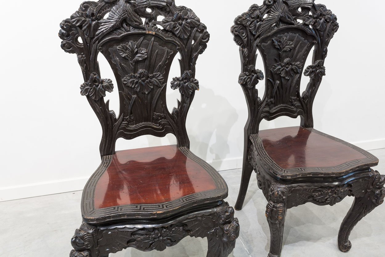 Set of Antique Carved Philippine Chairs for sale at Pamono