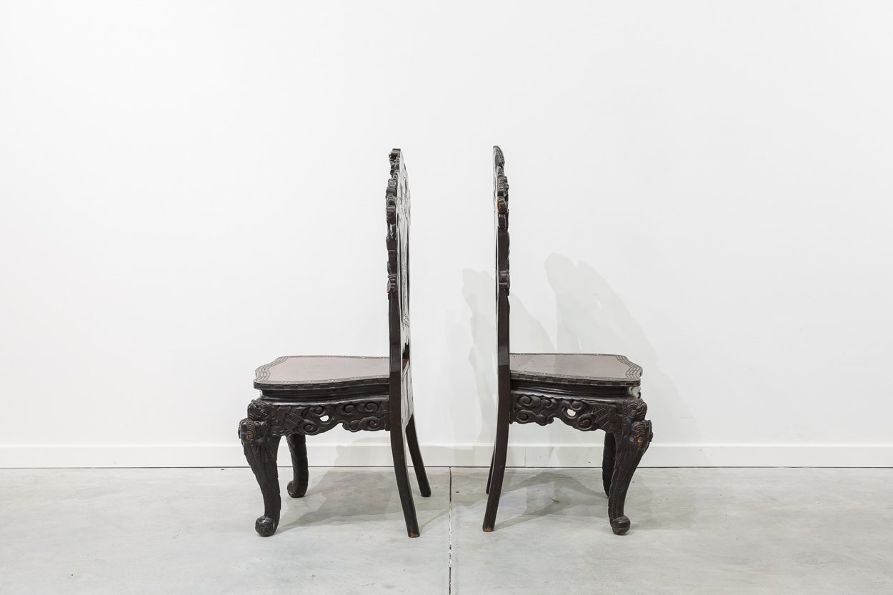 Set of Antique Carved Philippine Chairs for sale at Pamono