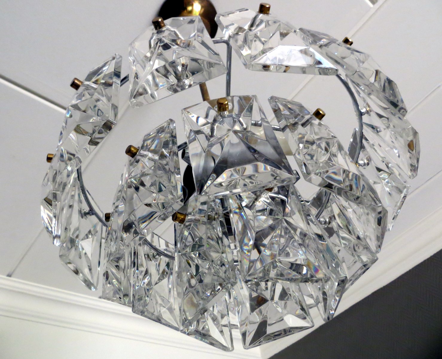 Crystal Glass Prism Chandelier from Kinkeldey, 1960s for sale at Pamono
