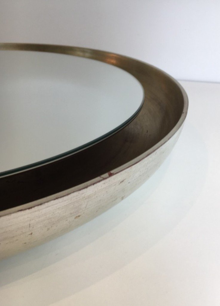 Curved Wood Backlit Mirror, 1950s for sale at Pamono