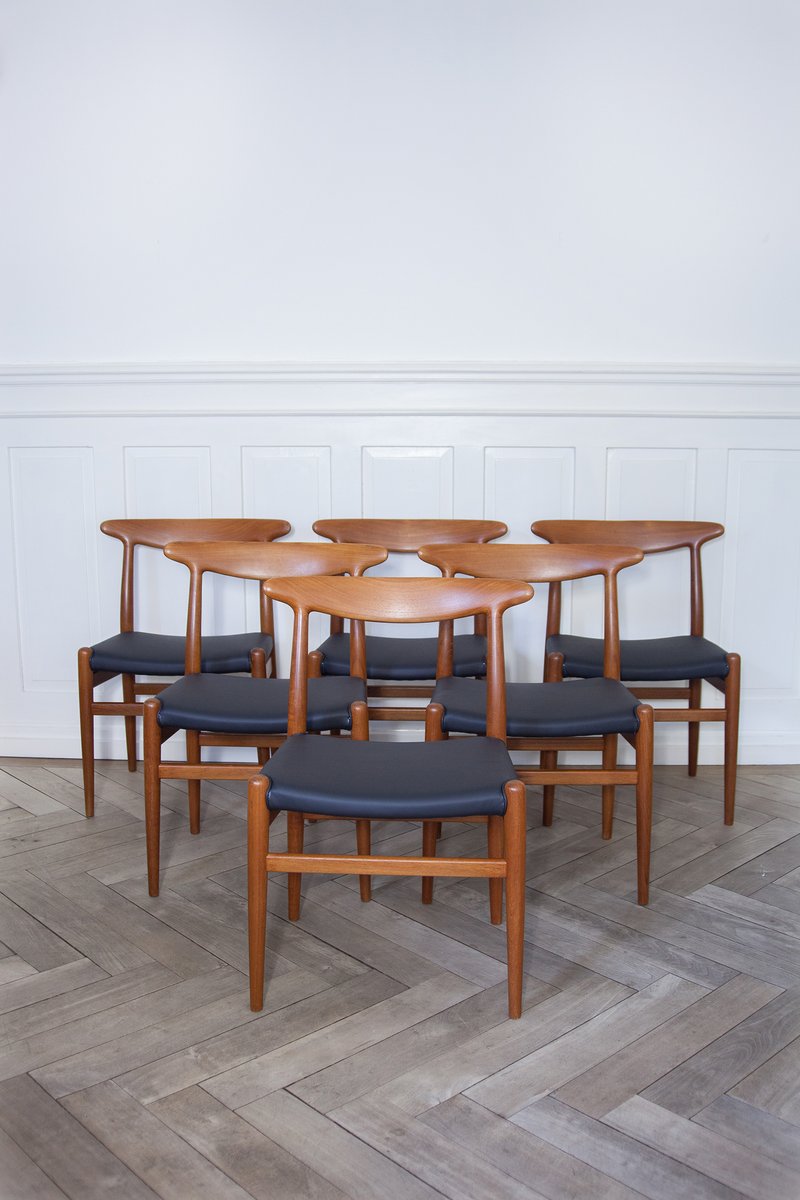 Mid-Century Danish W2 Chairs by Hans J. Wegner for Madsens, 1950s, Set ...