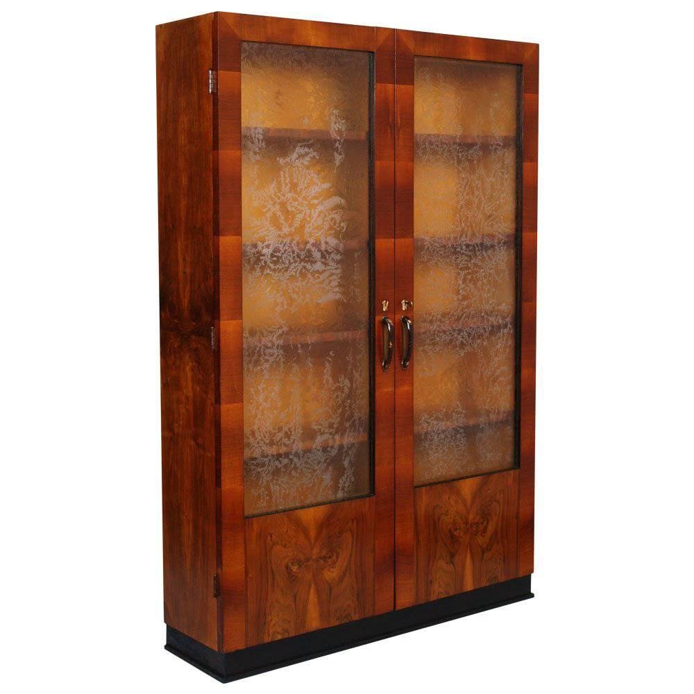 Art Deco Italian Showcase Cabinet in Walnut & Burl Walnut for sale at ...